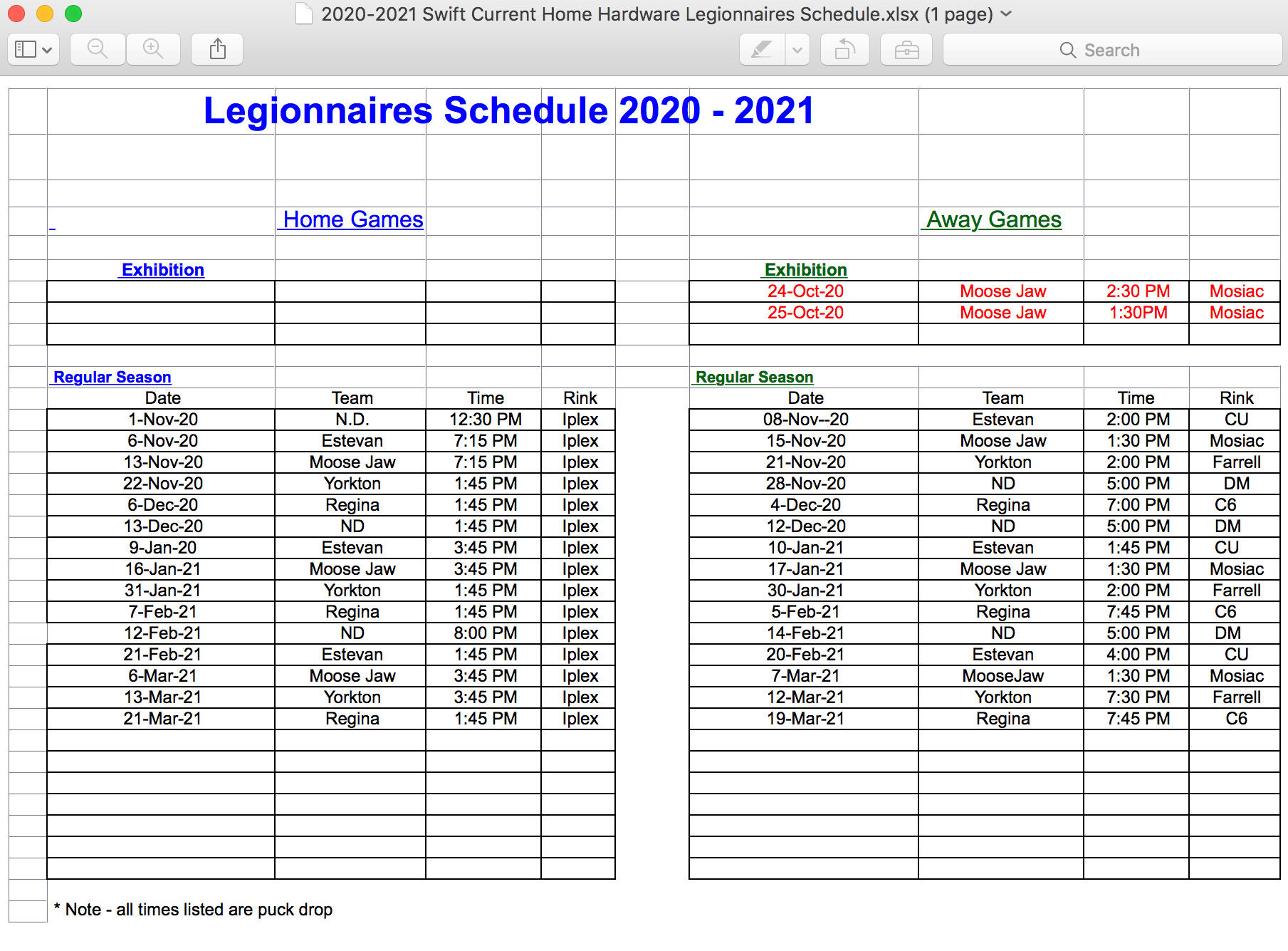 Schedule Released for Legionnaires - SwiftCurrentOnline.com - Local ...